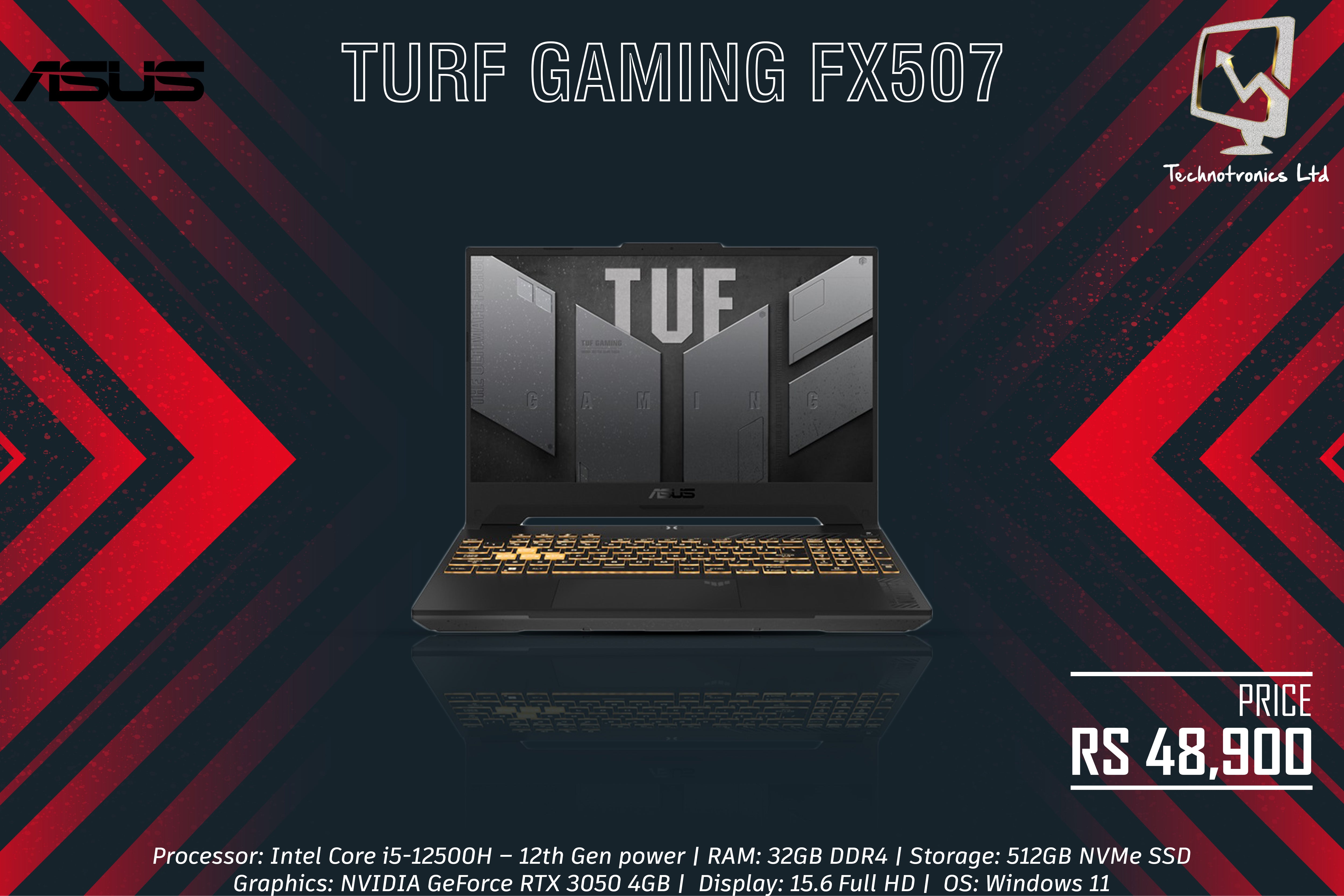 Asus Turf Gaming FX507ZC4| Processor: i5-12500H| RAM: 8GB DDR4| Storag ...